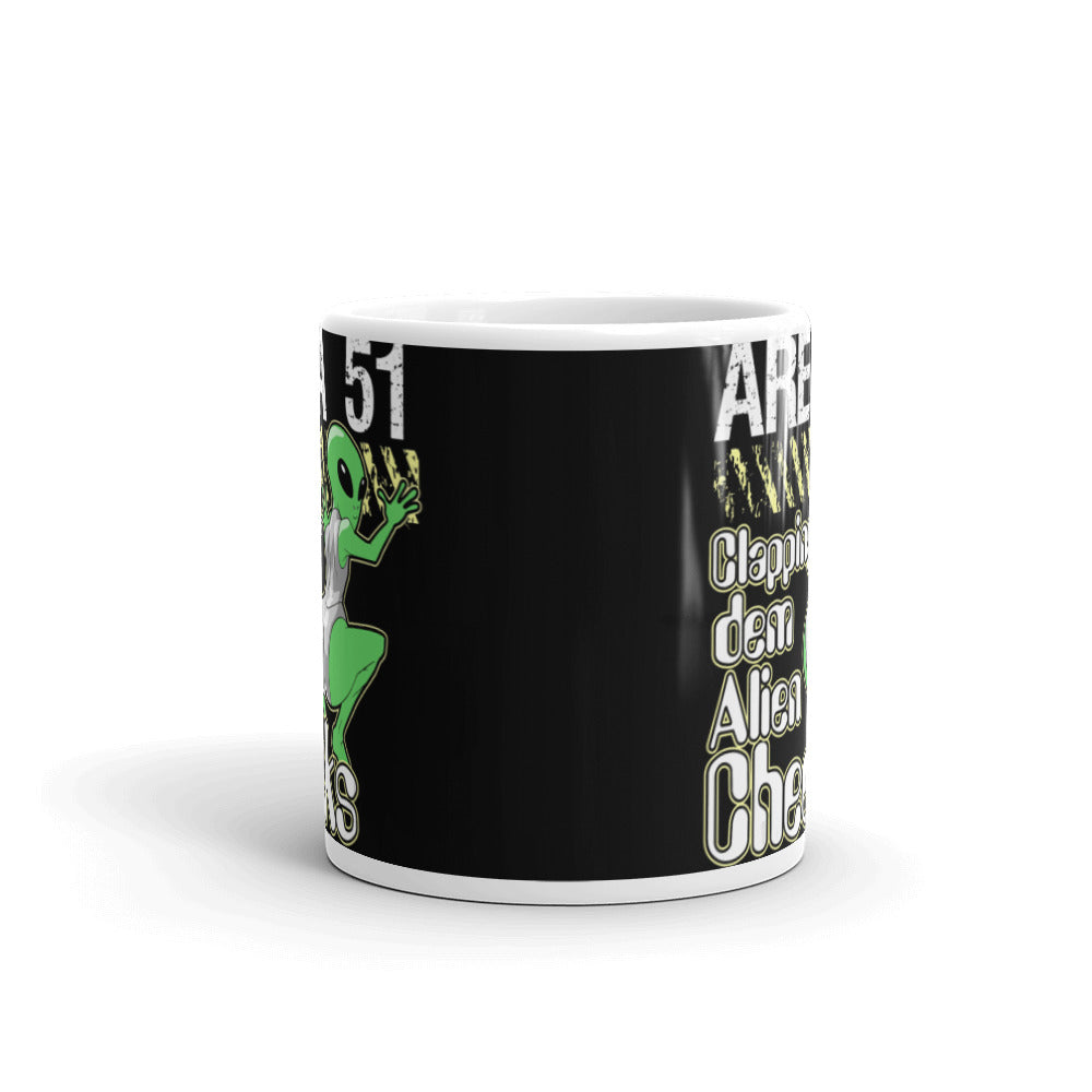 Clapping Dem Alien Cheeks White glossy mug – Design Stockpile