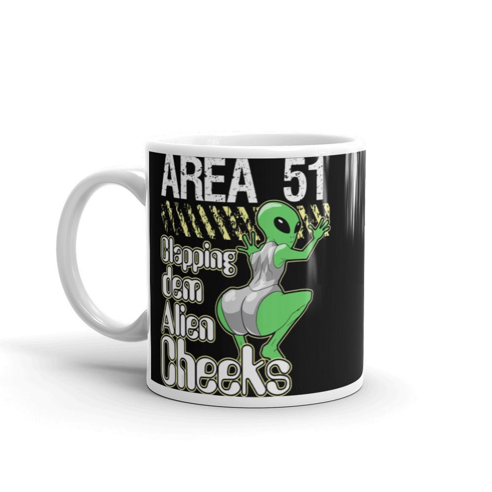 Clapping Dem Alien Cheeks White glossy mug – Design Stockpile